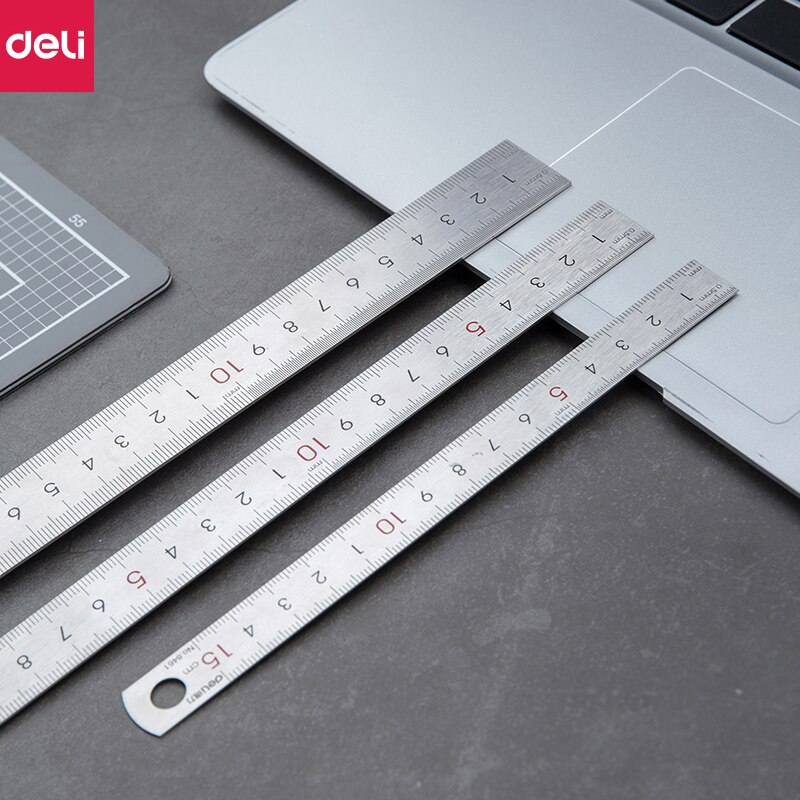 Deli Metal Ruler Silver 15/20/30cm Stainless Steel... – Vicedeal