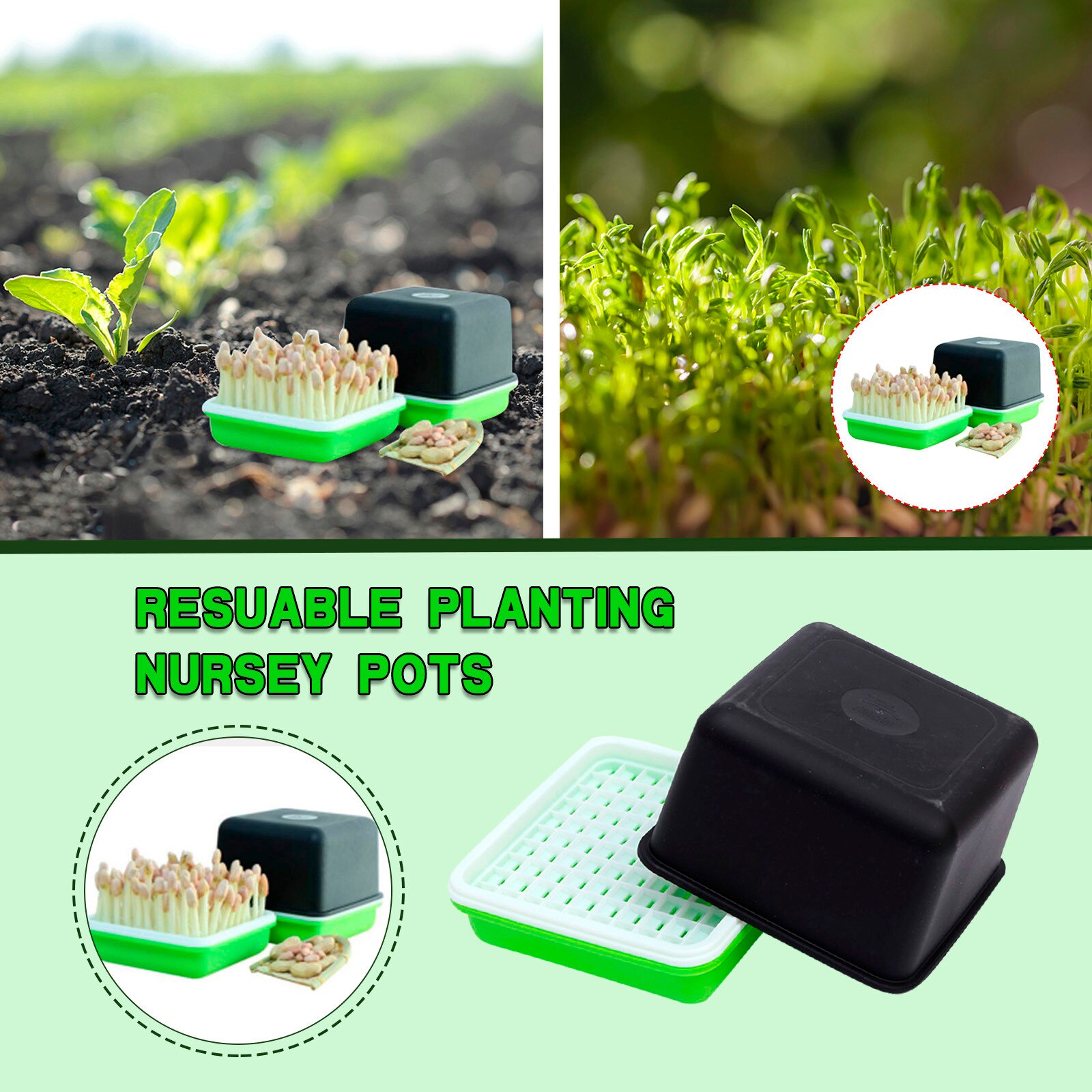 Seed Sprout Tray Growing Planter Sprout Box Perman... – Grandado