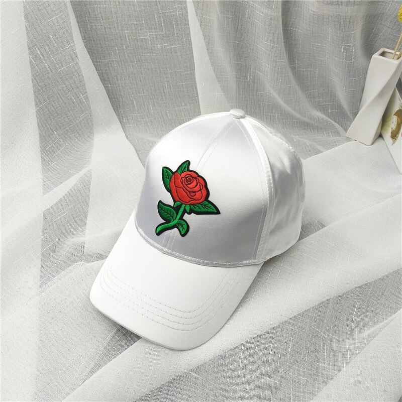 Unisex Rose Embroidery Adjustable Baseball Cap Wom... – Grandado