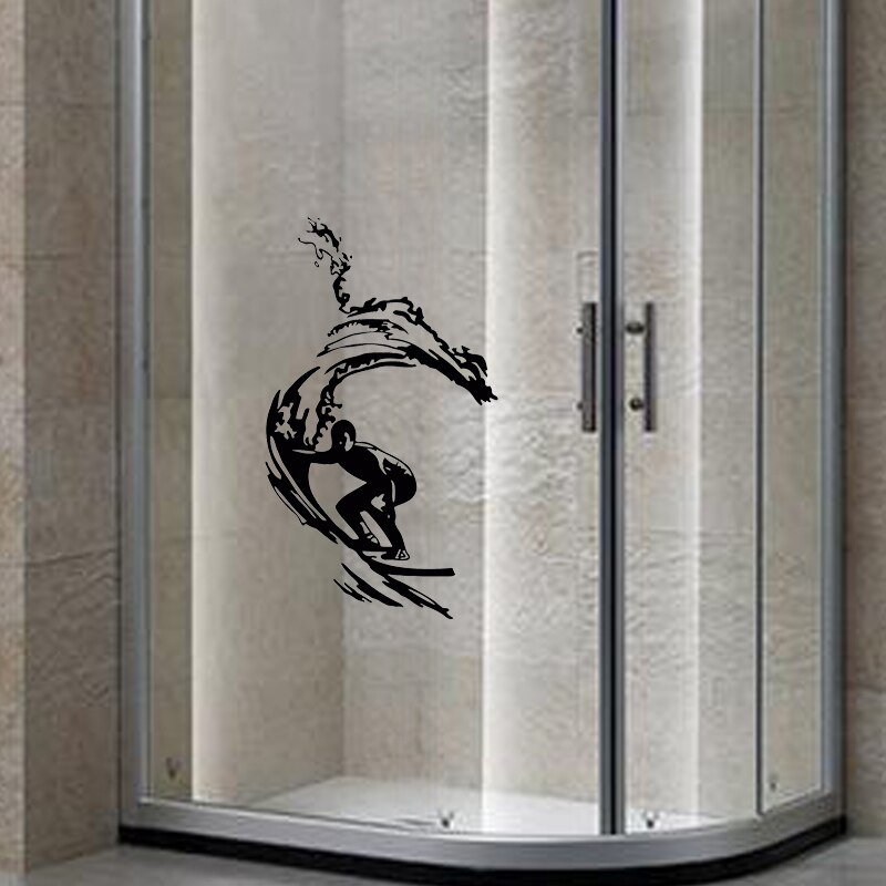 YOJA 28x16.5CM Surf Boy Bathroom Shower Decal Deco... – Grandado