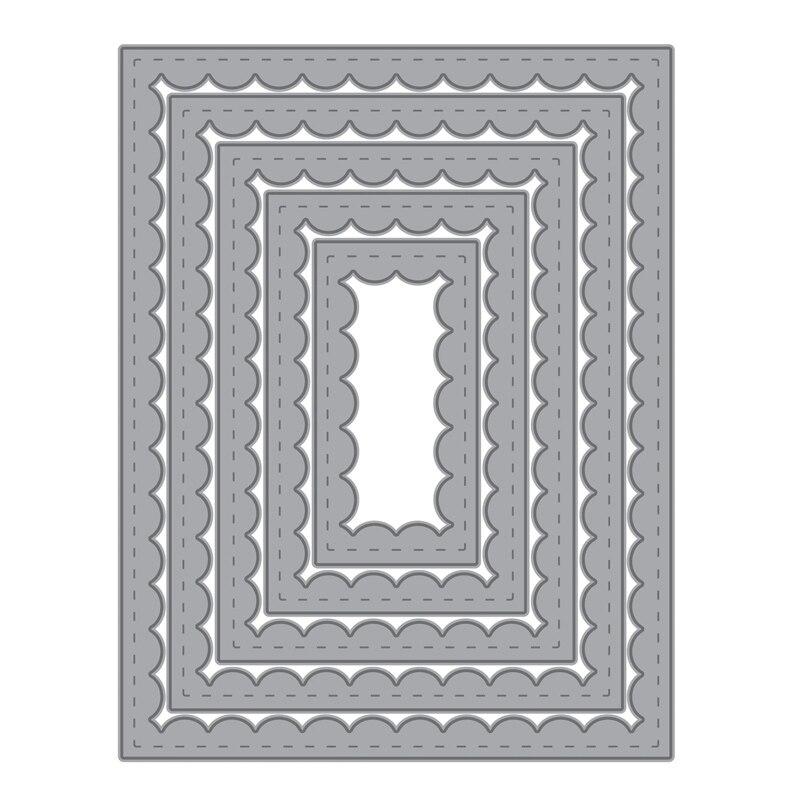 Scalloped Frame Die Set Rectangle Stitch Metal Cut... – Vicedeal
