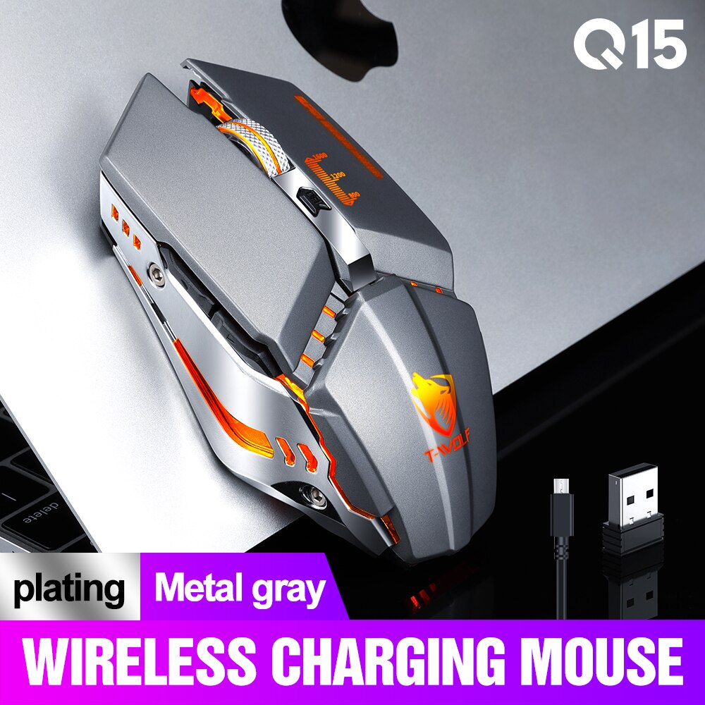 T-wolf Q15 USB Wireless Mouse Charging Silent Mute... – Grandado