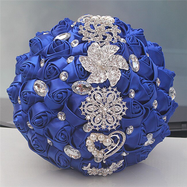 Royal blue artificial rose wedding bouquet wedding... – Grandado