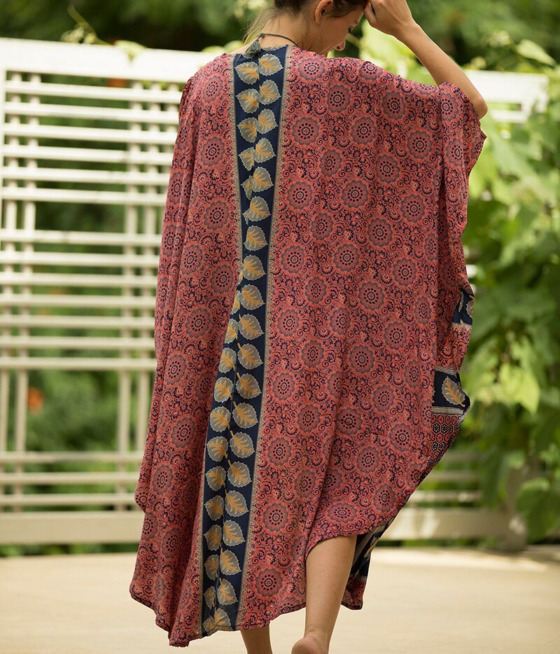 Plus size Beach Blouse Location Print Beach Robe K... – Vicedeal