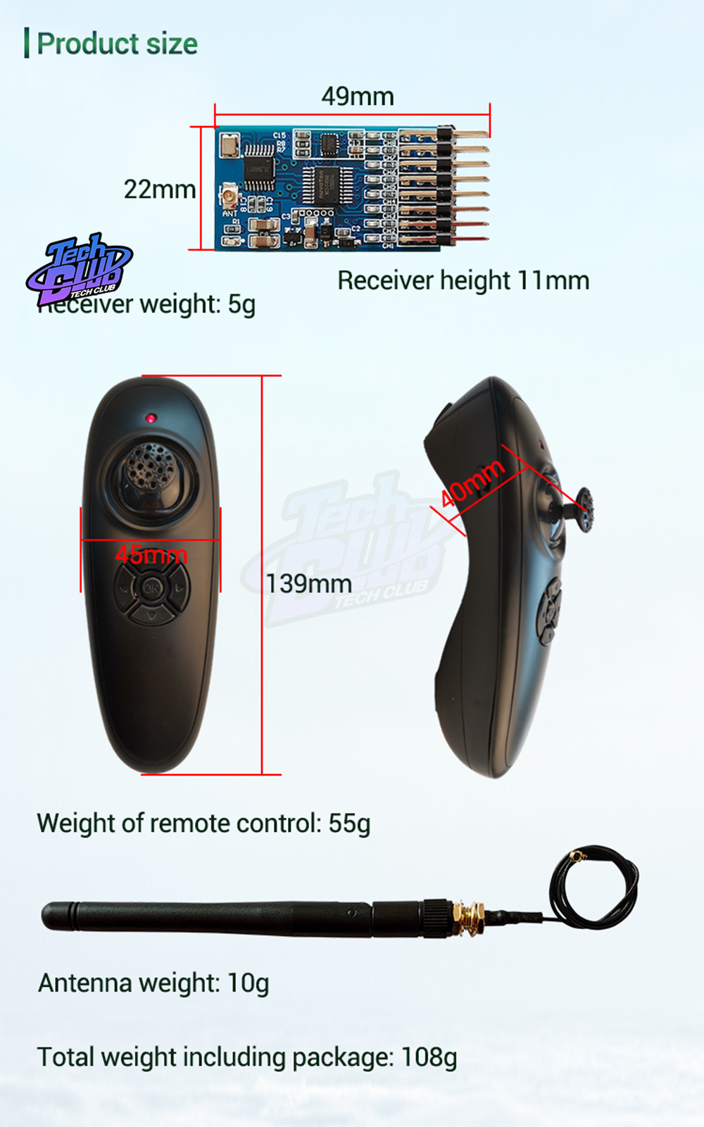 2.4G Eight-Channel One-Handed Remote Control Recei... – Grandado