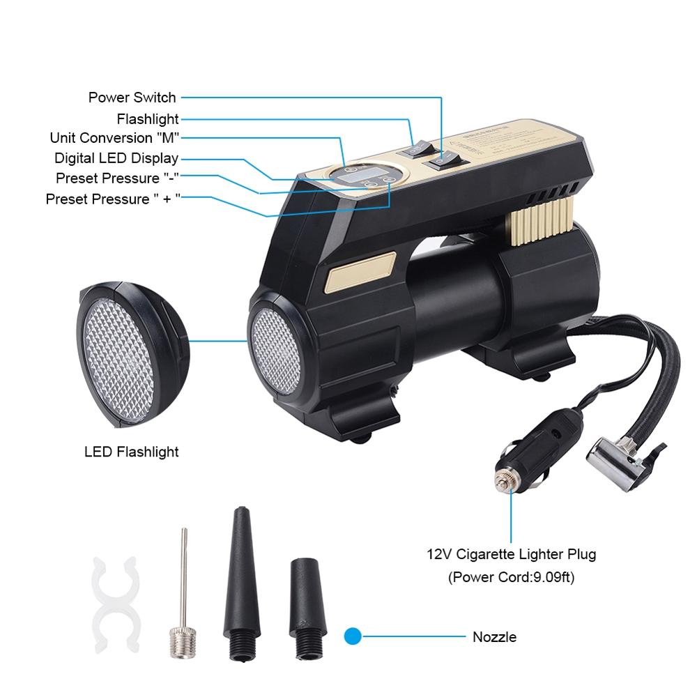 Portable 12V Air Compressor Tire Inflator with Dig... – Grandado
