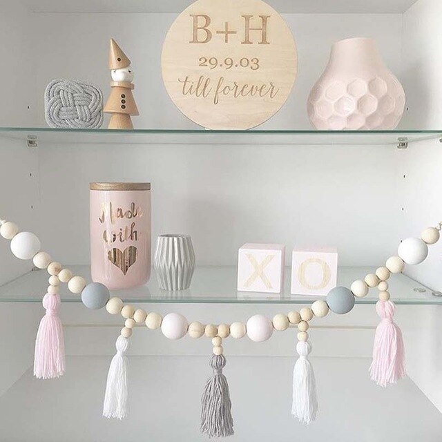 Nordic Baby Zimmer Garn und Bead Garland Hängen mi... – Vicedeal