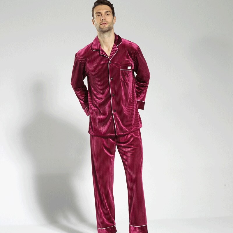 FZSLCYIYI Winter Striped Men‘s Velour Pajamas set ... – Grandado