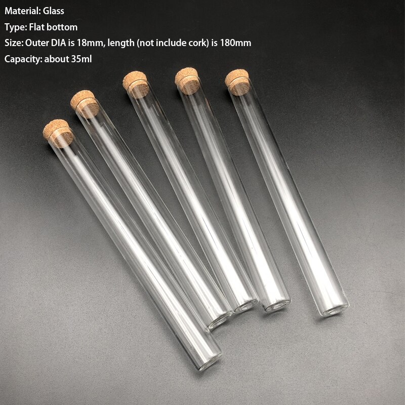 10pcs/lot 18x180mm Clear Flat Bottom Glass Test Tu... – Grandado