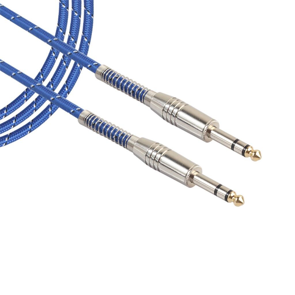 2x Blue Braided 6.35mm TRS Male To Male Cables Bal... – Vicedeal