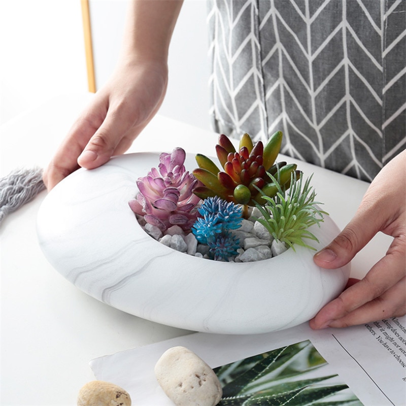 Minimalist Succulents Plants Pot Oval Flowerpot Ce... – Vicedeal