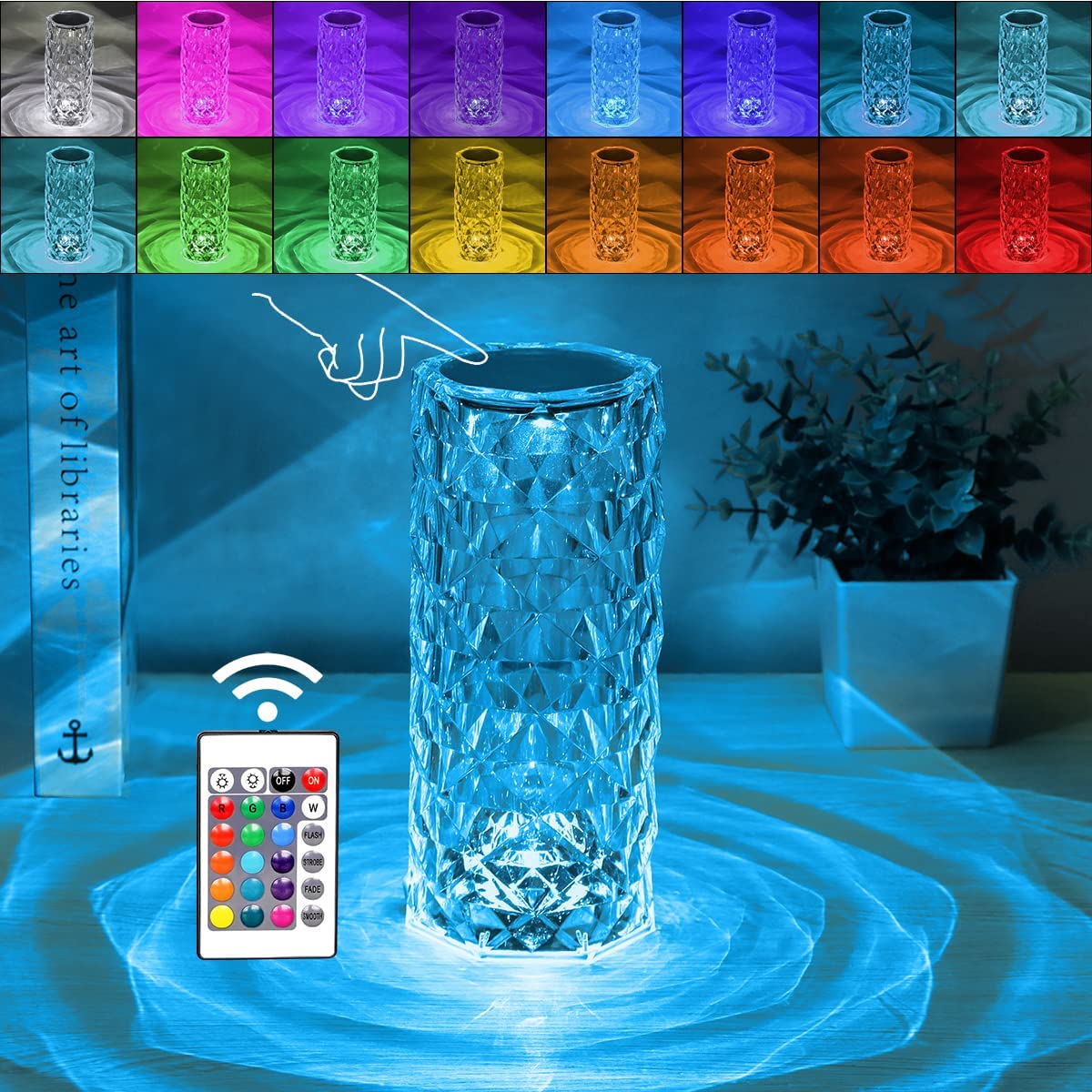 Crystal Table Lamp RGB Color Changing Night Light ... – Vicedeal