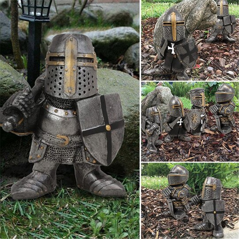 Garden Knight Statue Dwarf Protection Armor Miniat... – Grandado