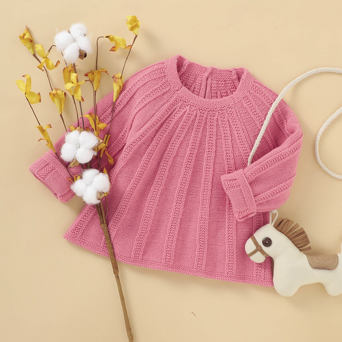 Baby Herfst Outfit, Solid-Kleur O-hals Lange Mouwe... – Grandado