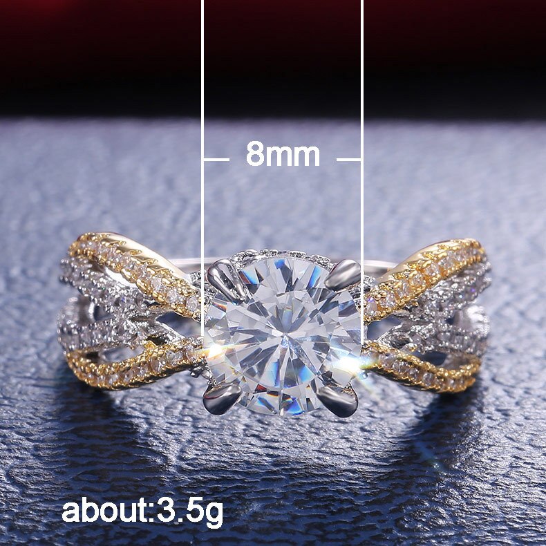 Crystal Twist Cubic Silver Color Engagement Rings ... – Grandado