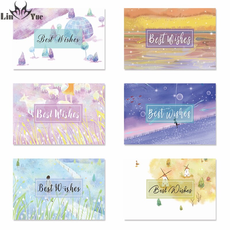 6 sheets Best Wishes Colorful Postcard Set / Greet... – Grandado