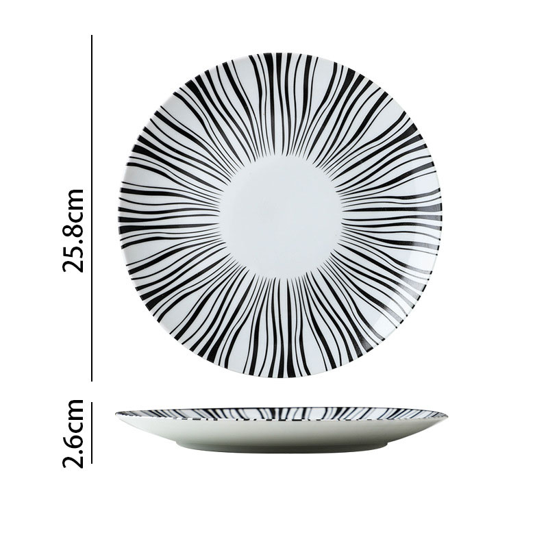 European Ceramic Plate Striped Hand Drawn Decorati... – Vicedeal