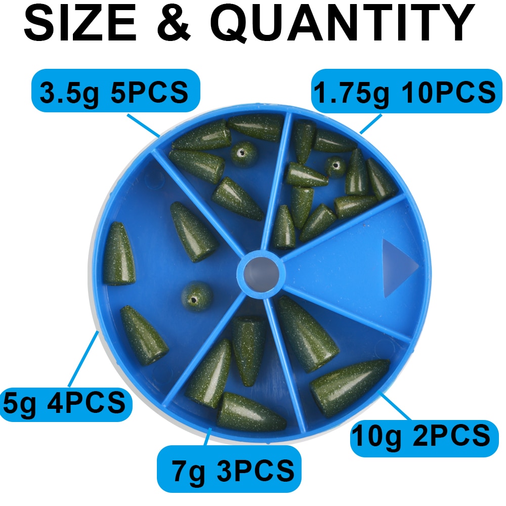 24Pcs/Box Bullet Fishing Weights Flipping Sinker C... – Vicedeal