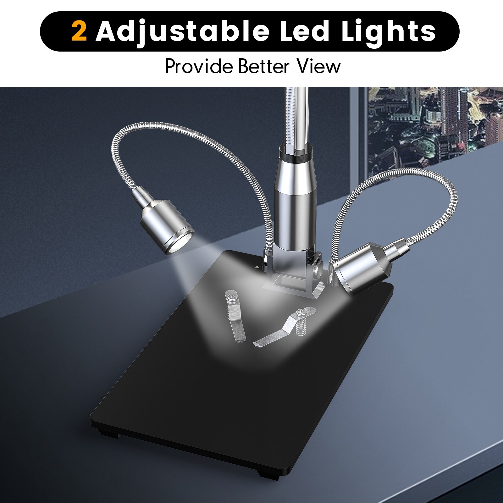 TOMLOV Aluminum Microscope Stand with LED Goosenec... – Grandado