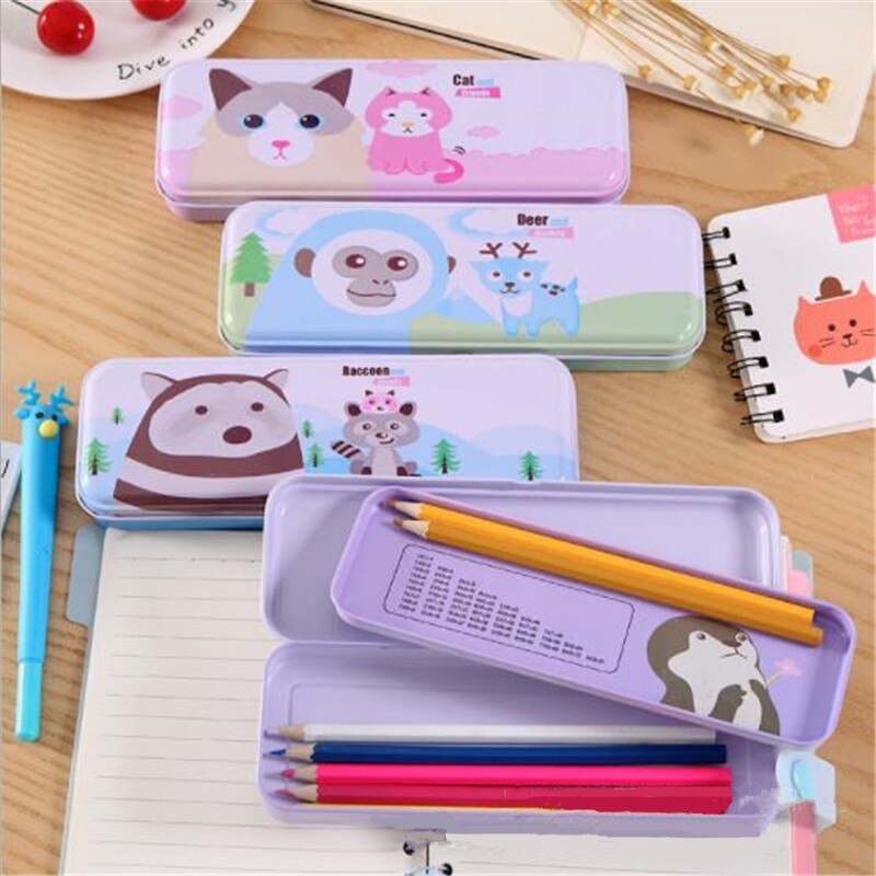 Cute Cartoon Double-layer Stationery Box Tin Box P... – Vicedeal