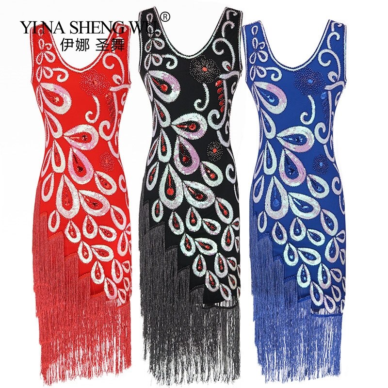 Women Peacock Sequin Dress 1920s Great Gatsby Dres... – Grandado