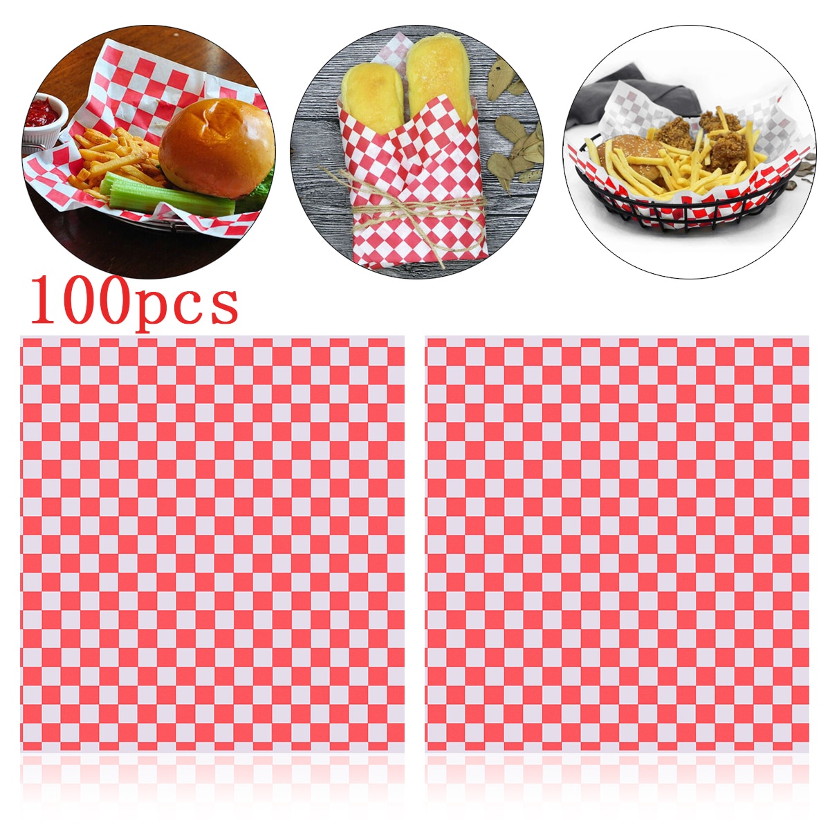 100 Sheets Food Wrapping Paper Deli Basket Liner G... – Vicedeal