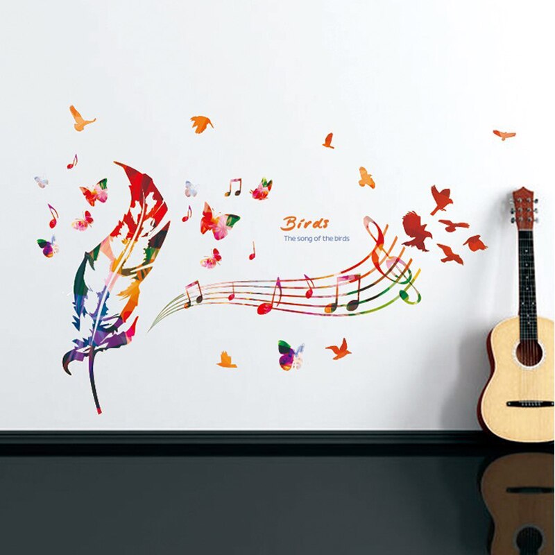DIY Colorful Feather Wall Stickers Vinyl Musical N... – Grandado