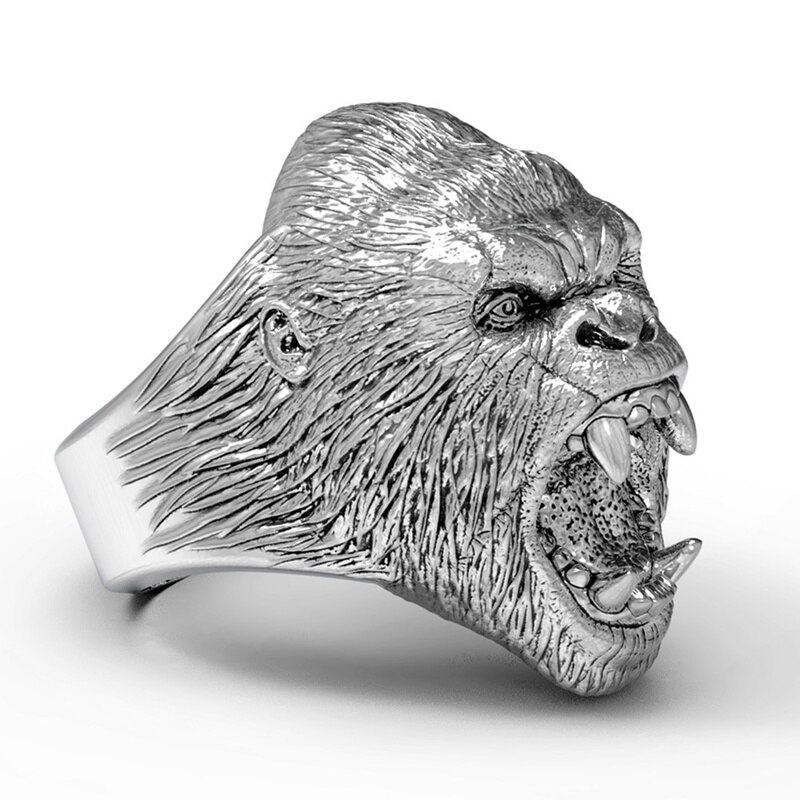 Men's Titanium steel Ring Vintage Animal Angry Gor... – Grandado