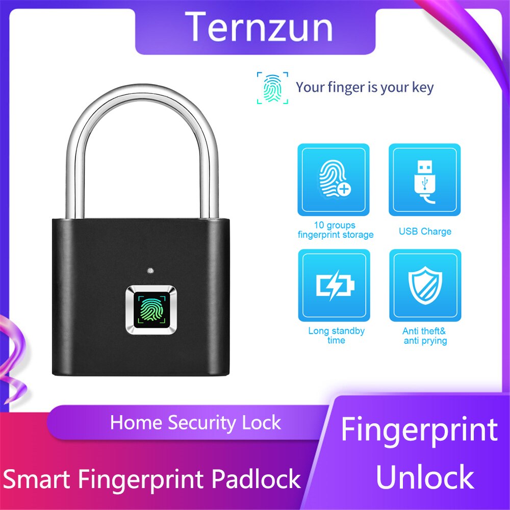 Smart Fingerprint Lock USB Charging Padlock Quick Fingerprint ...