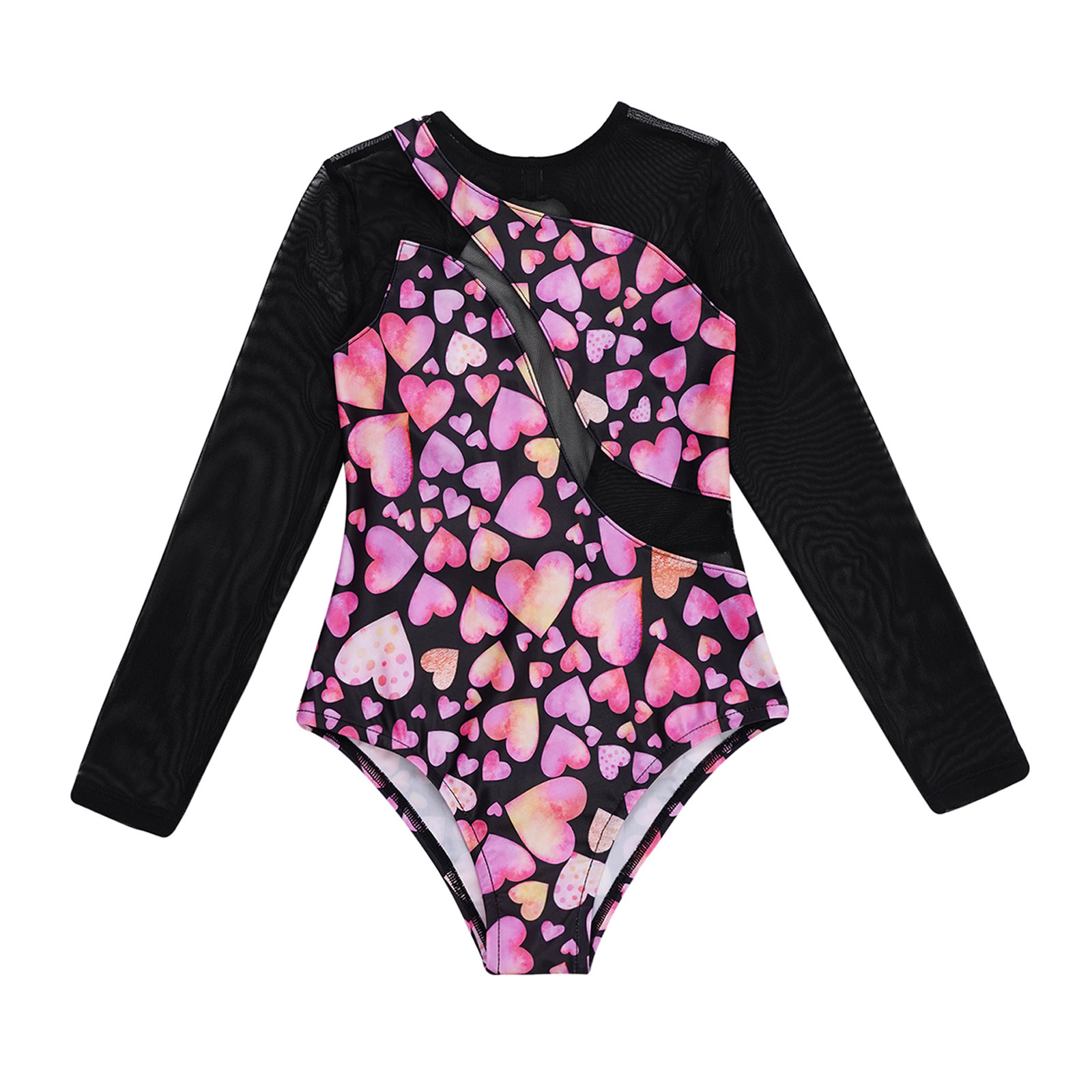 Kids Girls Ballet Leotard Long Sleeves Mesh Splice... – Vicedeal