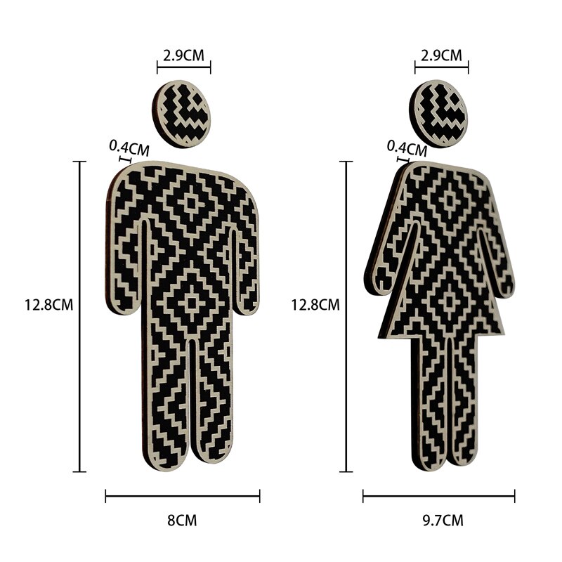 2PCS Wooden Toilet Signs Stickers Unisex Self Adhe... – Grandado