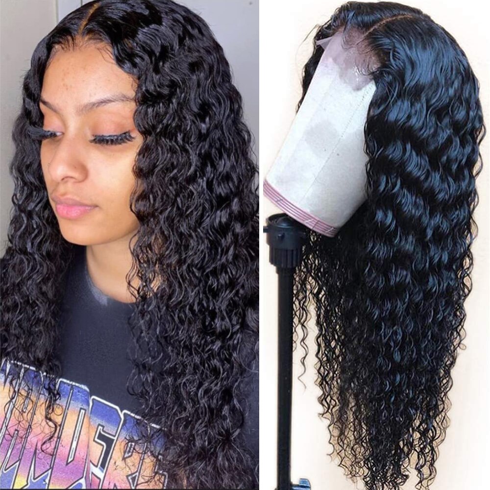 Natural Black Lace Front Pruik Krullend Lace Front... – Vicedeal