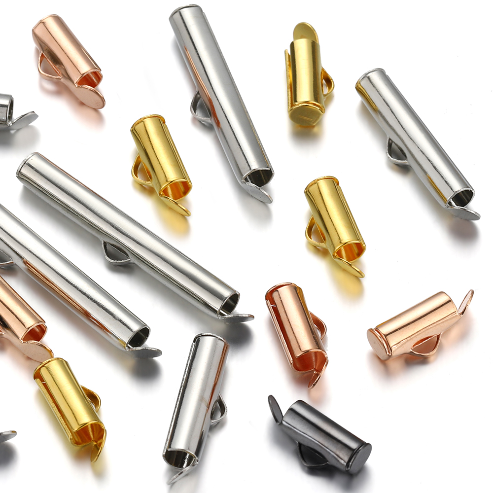 50Pcs/lot Round Tubes Crimping End Caps Slider Cla... – Grandado