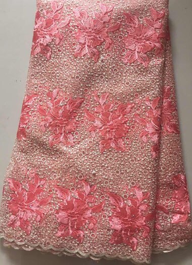 Peach African Net Lace Fabric, Nigerian Wedding La... – Grandado