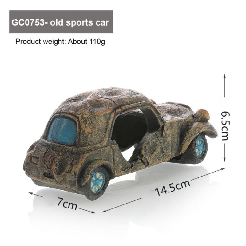 Fish Tank Resin Car Decor Car Wreckage Escape Bus ... – Grandado