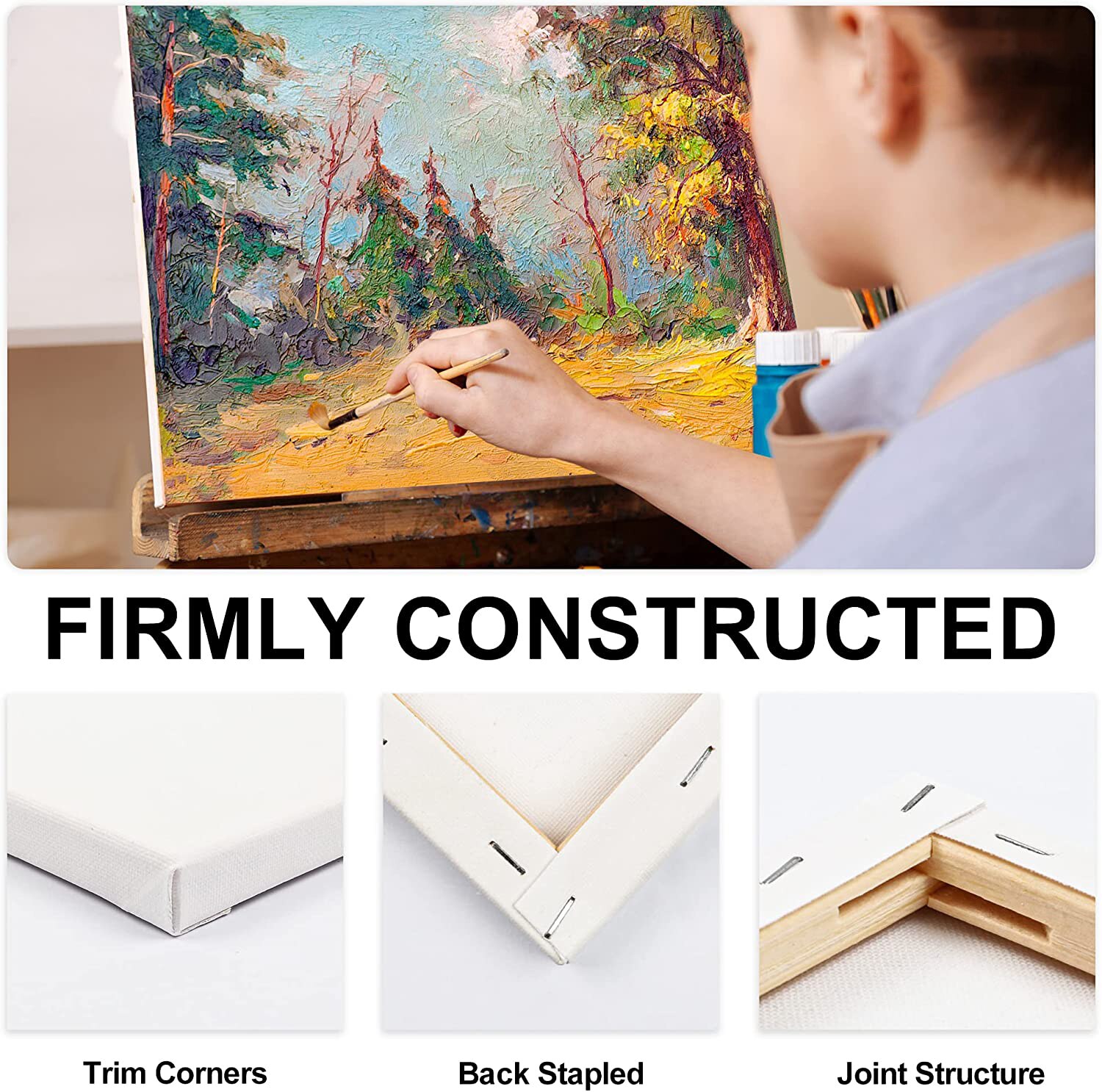 5Pcs White Blank Art Boards Stretched Artist Canva... – Grandado