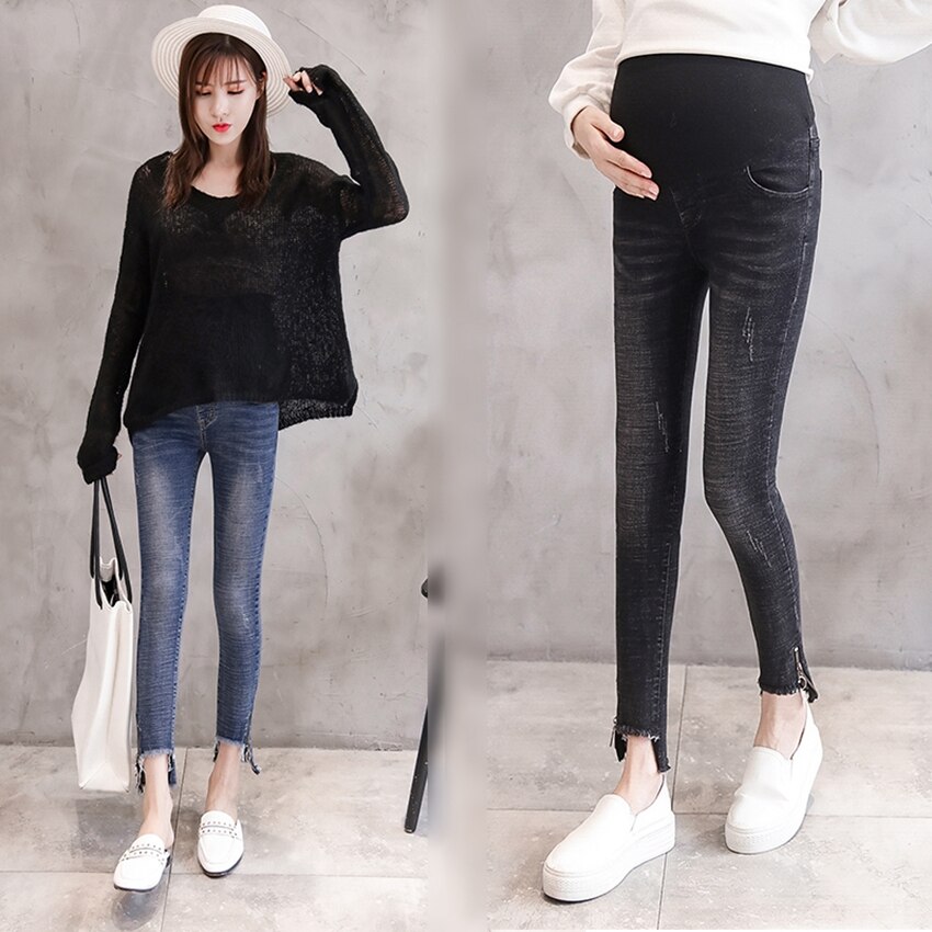 Spring and summer zipper split pregnant women pant... – Grandado
