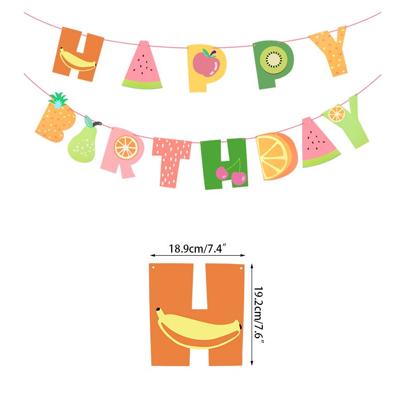 Fruit Happy Birthday Banner Pineapple Strawberry W... – Grandado