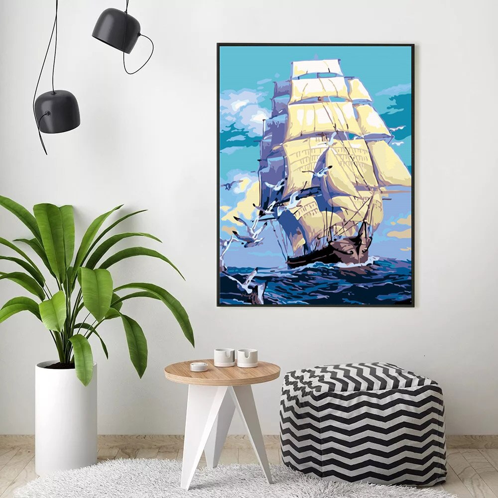 HUACAN Sailboat Painting By Numbers Landscape Pict... – Grandado