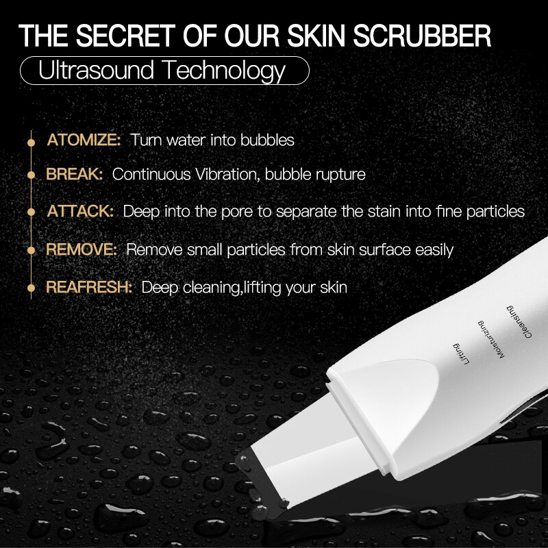 Ultrasonic Skin Scrubber Deep Face Cleaning Dirt B... – Grandado