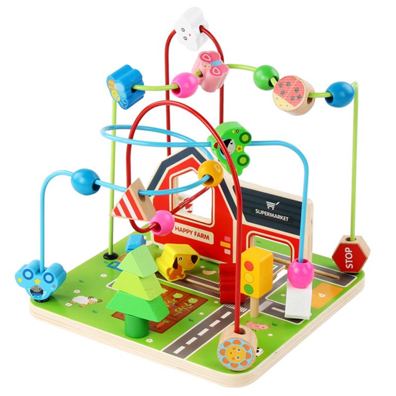 1 Set Children Bead Maze Toy Wooden Bead Maze Roll... – Vicedeal