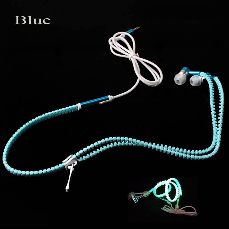 Luminous Glow Light Metal Zipper Earphones with Mi... – Grandado