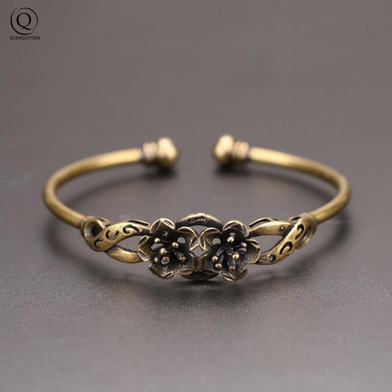 Retro Brass Flower Pattern Princess Bangle Classic... – Vicedeal