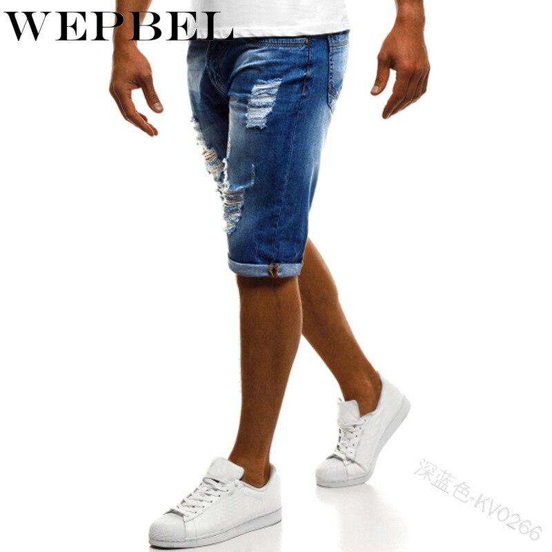 WEPBEL Men Holes Denim Shorts Summer Short Jeans M... – Grandado