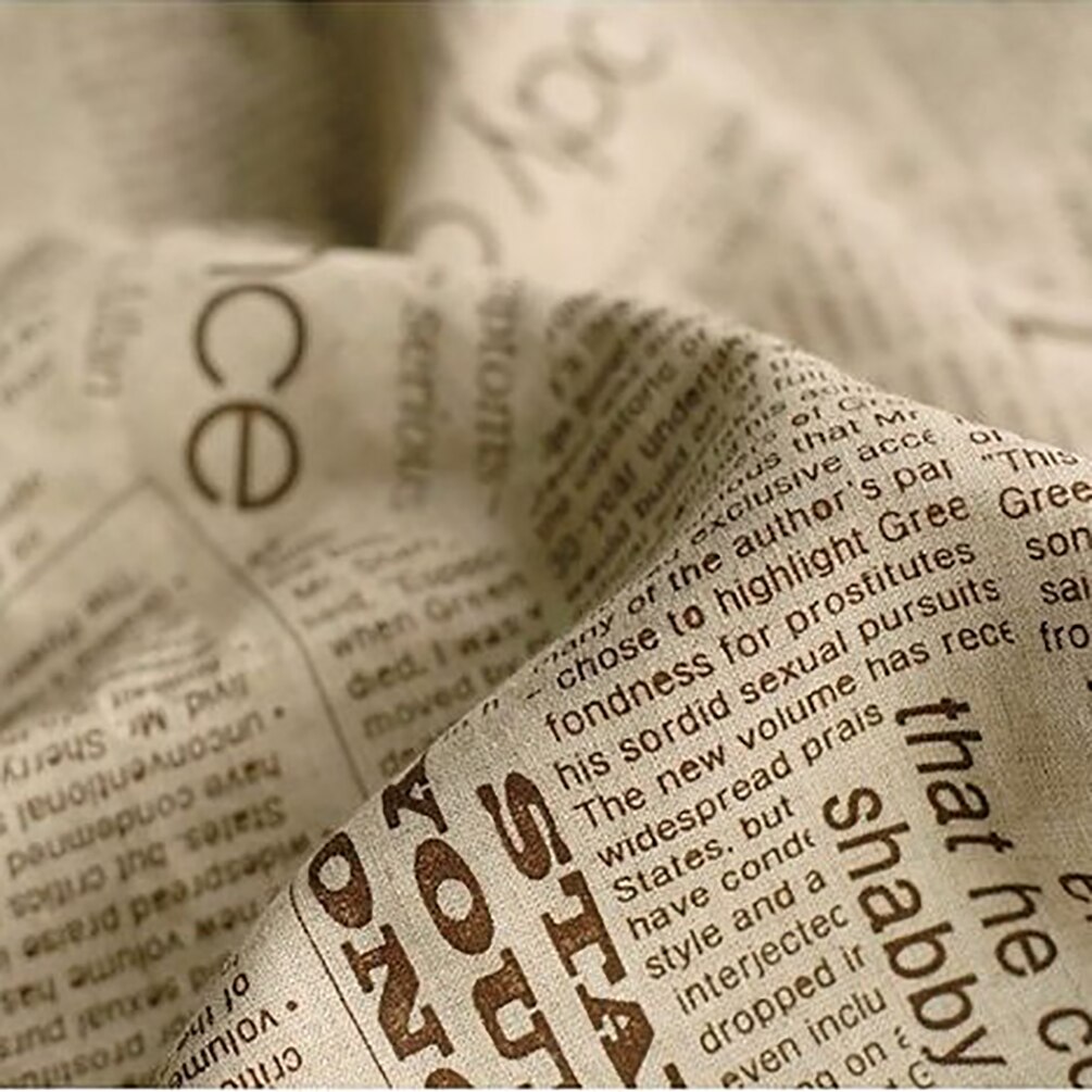 Newspaper Printed Cotton Linen Patchwork Fabric Wo... – Grandado