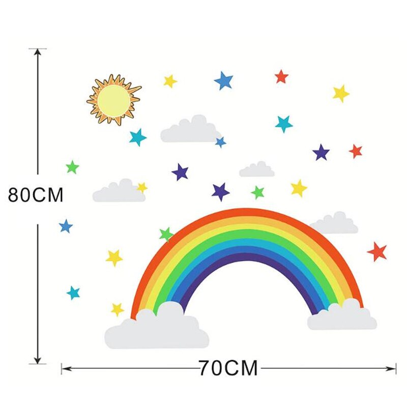 Colorful rainbow stars outer space wall sticker fo... – Grandado