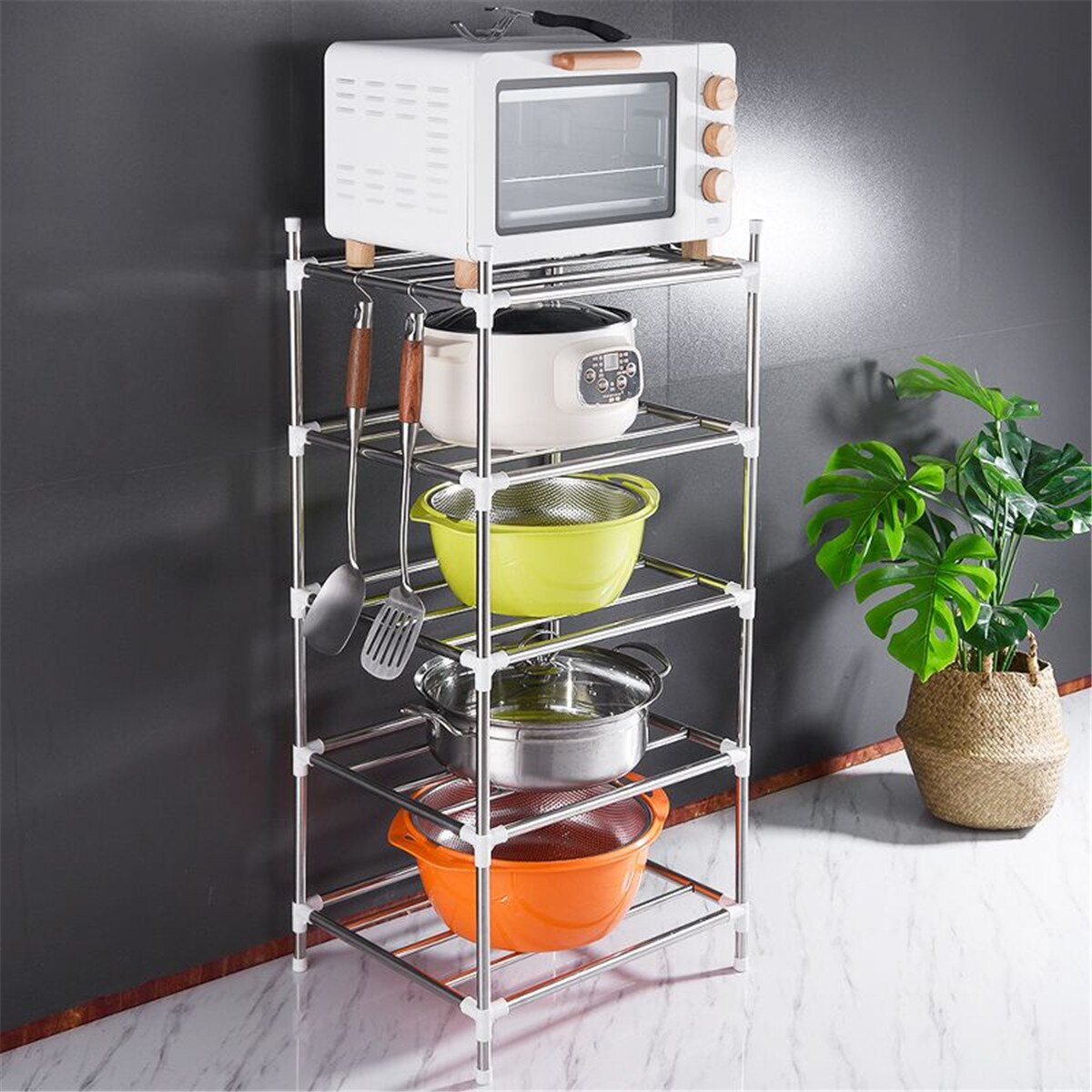 5-Tier Kitchen Microwave Rack Oven Shelving Microw... – Grandado