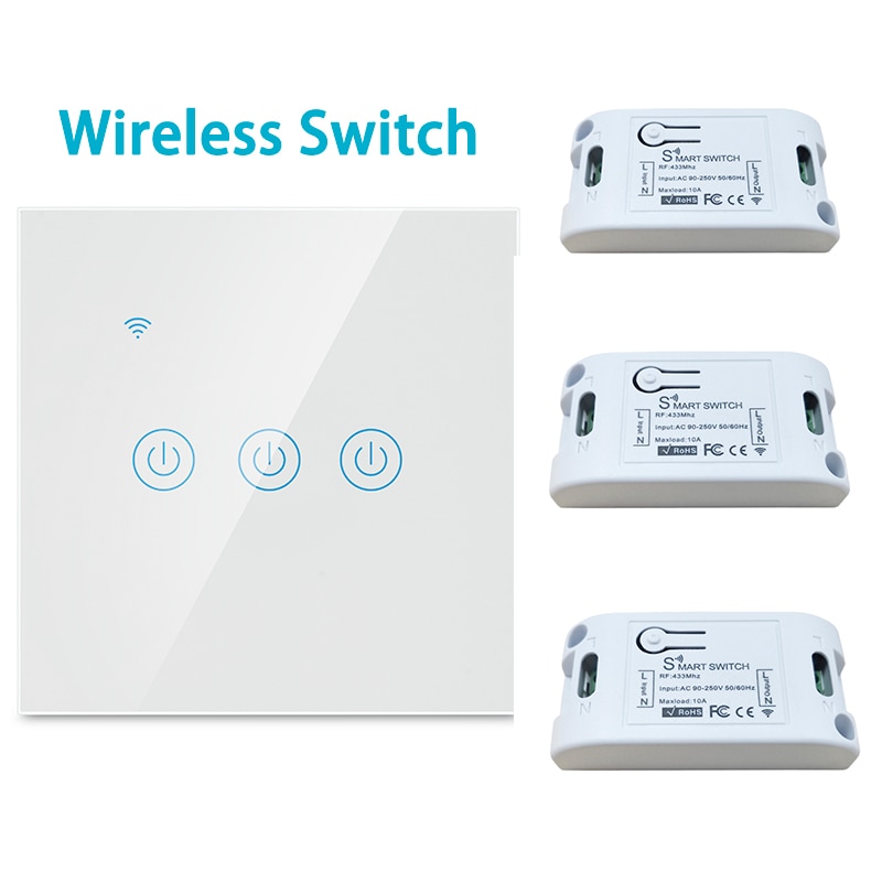 Smart trådløs touch switch 1/2/3 gang 433 mhz rf l... – Vicedeal