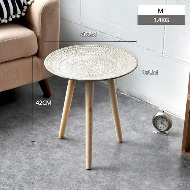 Round Nordic Wood Coffee Table Bed Sofa Side Table... – Grandado