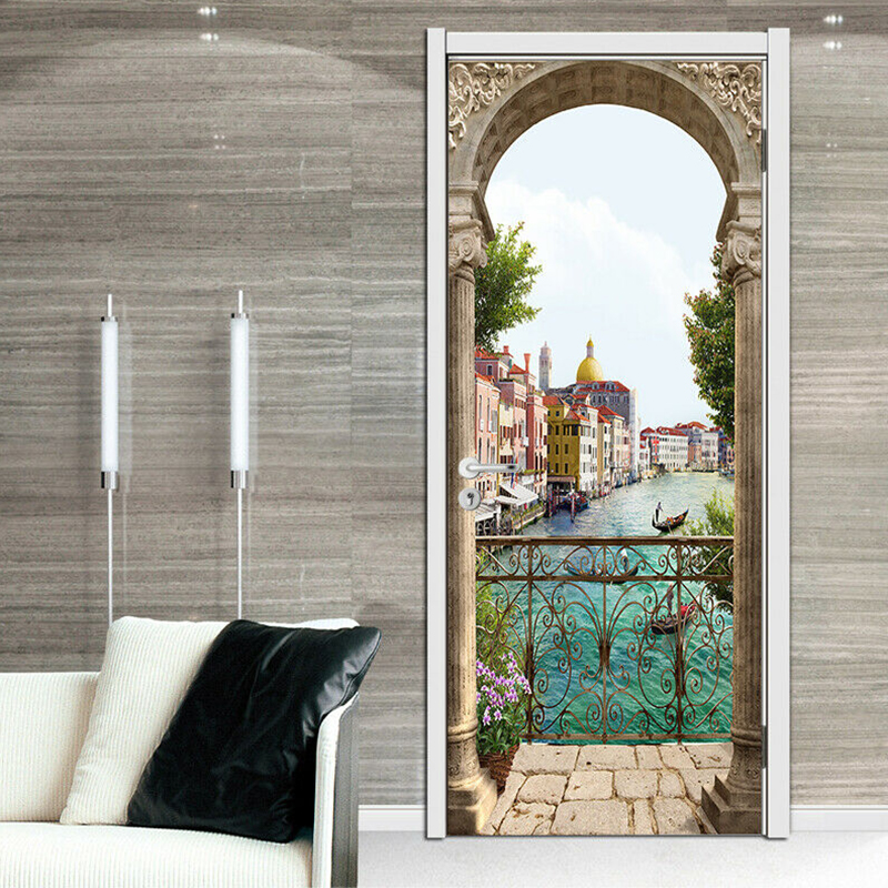 3D Deur Stickers Behang Europese Landschap Canvas ... – Grandado